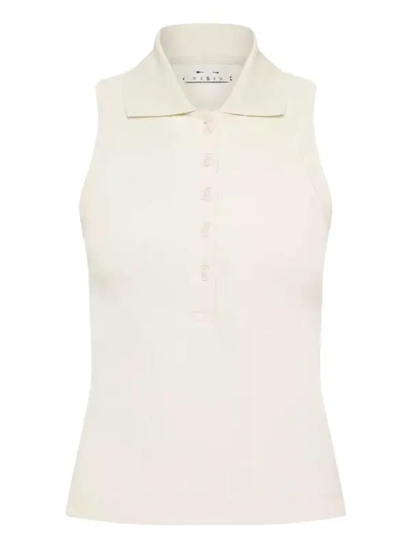 The Upside Collared Sleeveless Polo Top - Neutrals