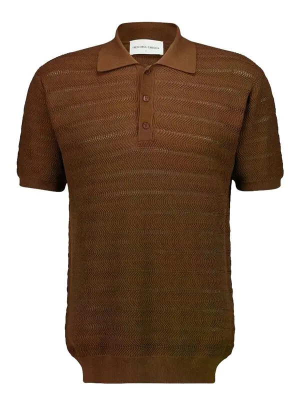 Frescobol Carioca Vidal Chevron-knit Polo Shirt - Brown