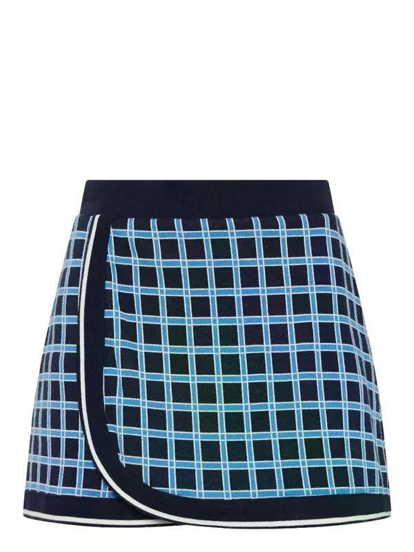 The Upside Checked Wrap Mini Skirt - Blue