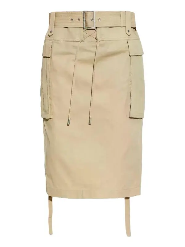 Alexander McQueen Belted Midi Cargo Skirt - Neutrals