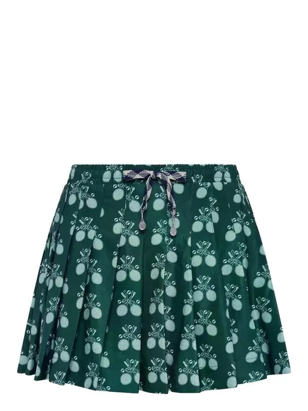 The Upside Racquet-patterned Pleated Miniskirt - Green