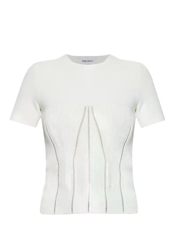 Alexander McQueen Ribbed Open-knit T-shirt - White