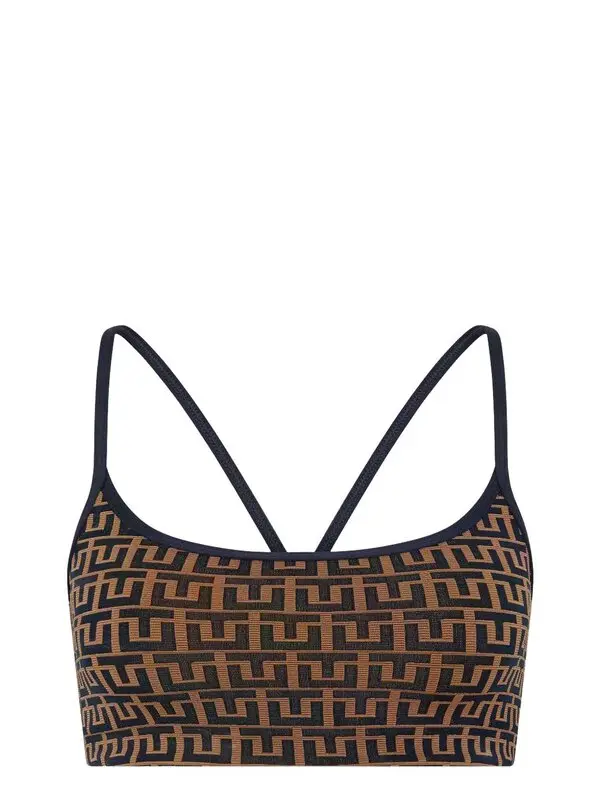 The Upside Castilla Bowie Geometric-print Bra - Neutrals