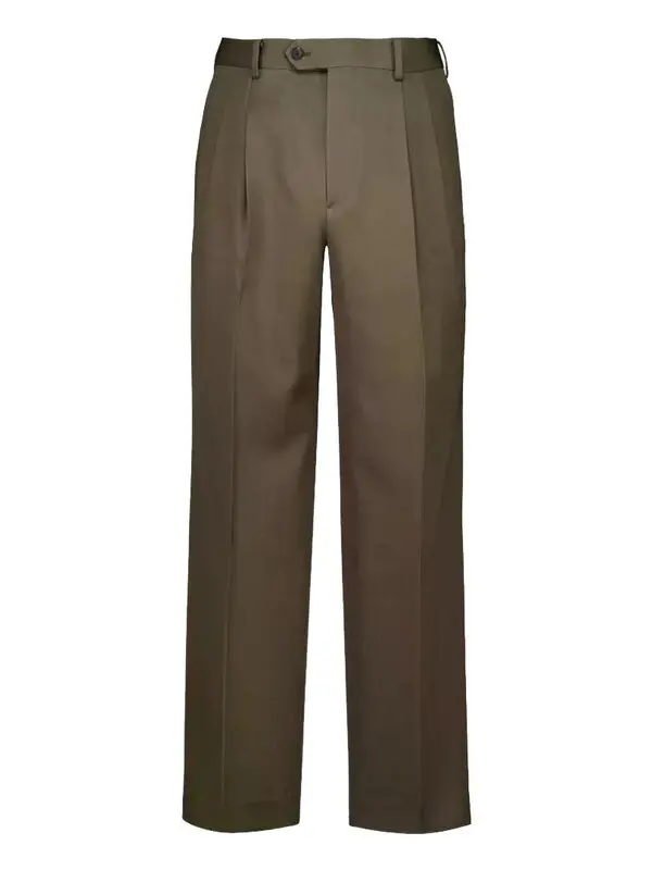 Auralee Pleated Wool Trousers - Green