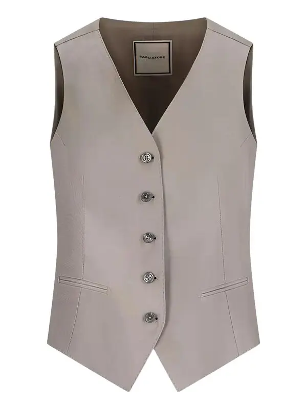 Tagliatore Button-up Gathered Waistcoat - Neutrals