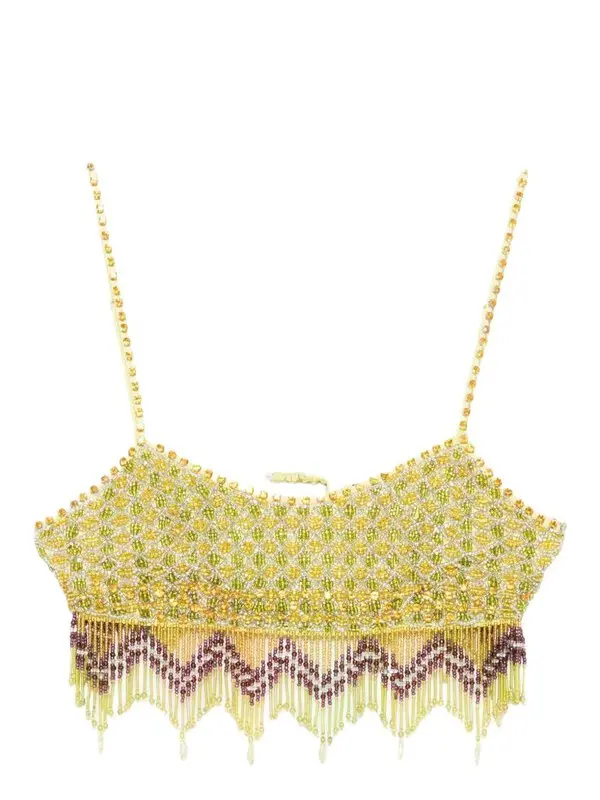 BODE Bead-embellished Fringed Top - Yellow