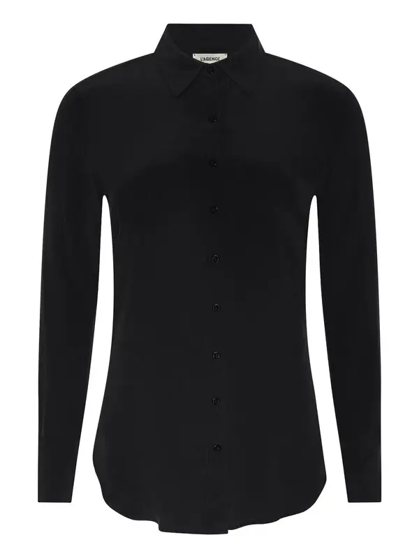 L'Agence Babette Silk Blouse Top - Black