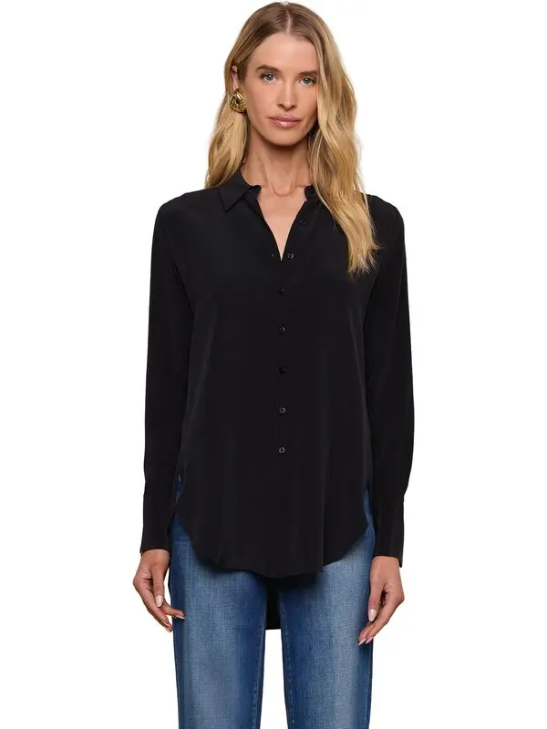 L'Agence Babette Silk Blouse Top - Black