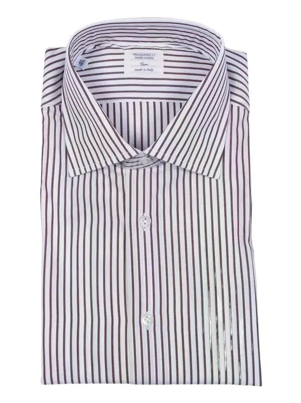 MAZZARELLI Striped-pattern Slim-fit Shirt - White