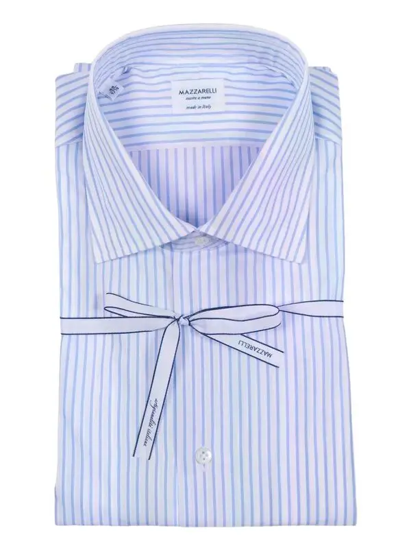 MAZZARELLI Striped-pattern Slim-fit Shirt - White