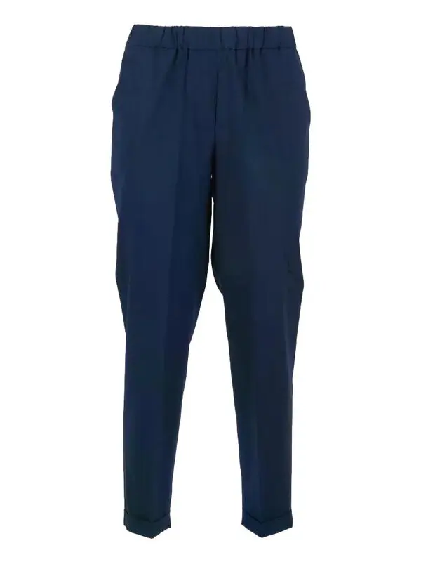 Antonelli Firenze Elasticated-waistband Turn-up Trousers - Blue