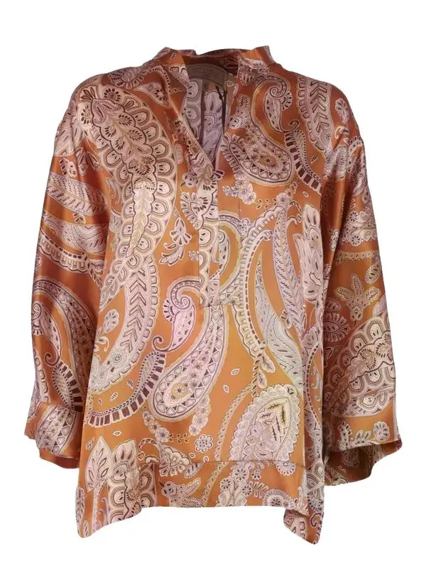 Antonelli Firenze Paisley-pattern Silk Blouse - Orange