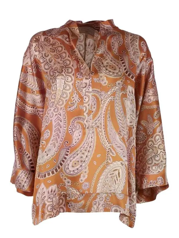 Antonelli Firenze Paisley-pattern Silk Blouse - Orange