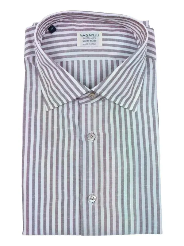 MAZZARELLI Striped-pattern Slim-fit Shirt - White