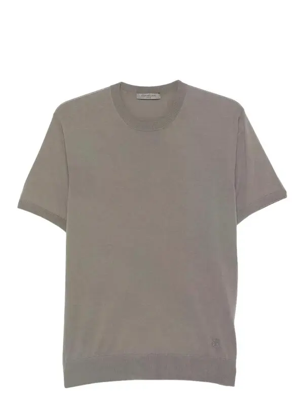 Corneliani Embroidered-logo T-shirt - Brown