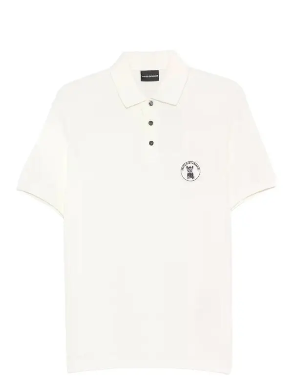 Emporio Armani Logo-patch Piqué Polo Shirt - Neutrals
