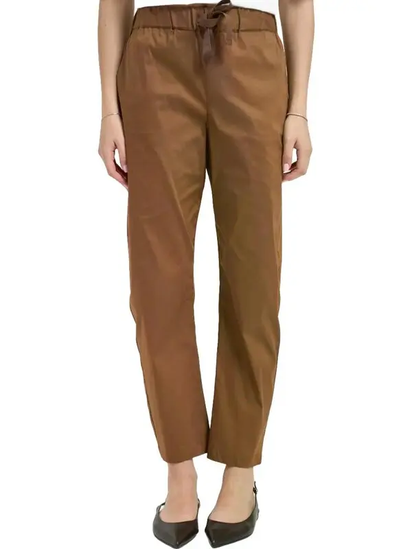 SEMICOUTURE Drawstring-waist Cropped Trousers - Brown