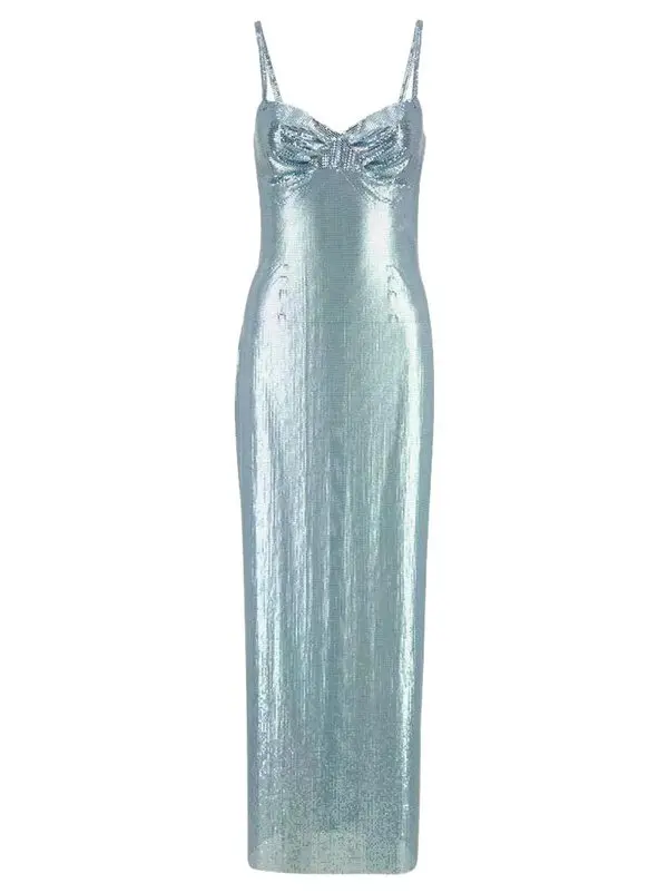 Rabanne Chainmail Gathered Maxi Dress - Blue
