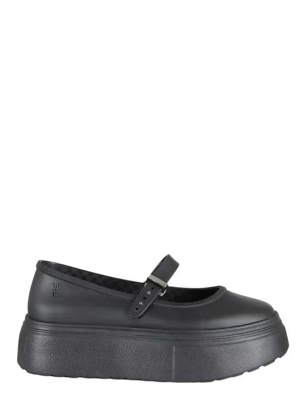 Melissa Platform Buckle-strap Ballet Flats - Black