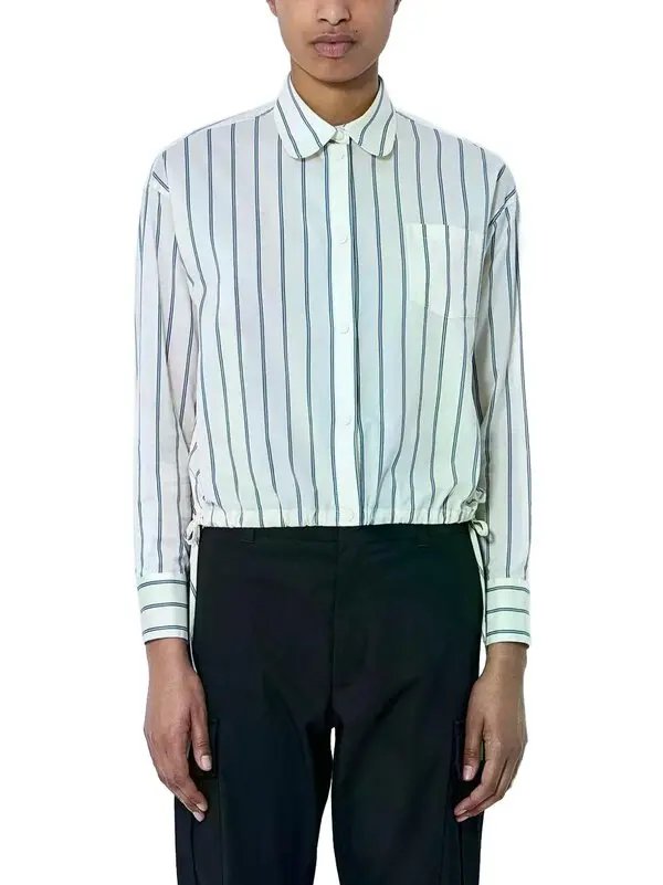 Moncler Striped Cotton & Silk Blend Shirt - Neutrals