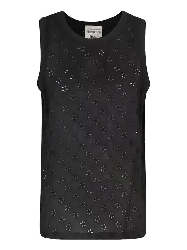 SEMICOUTURE Broderie Anglaise Top - Black