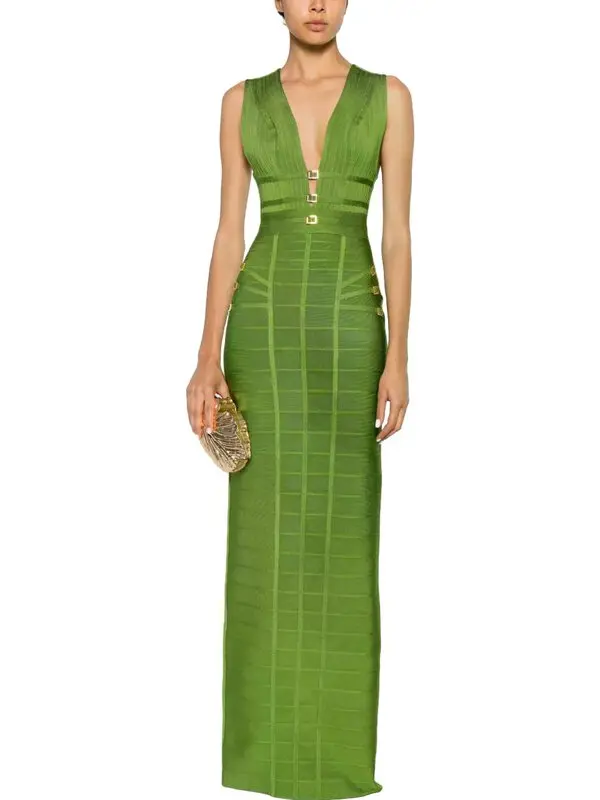 Elisabetta Franchi Buckle-detail Maxi Dress - Green