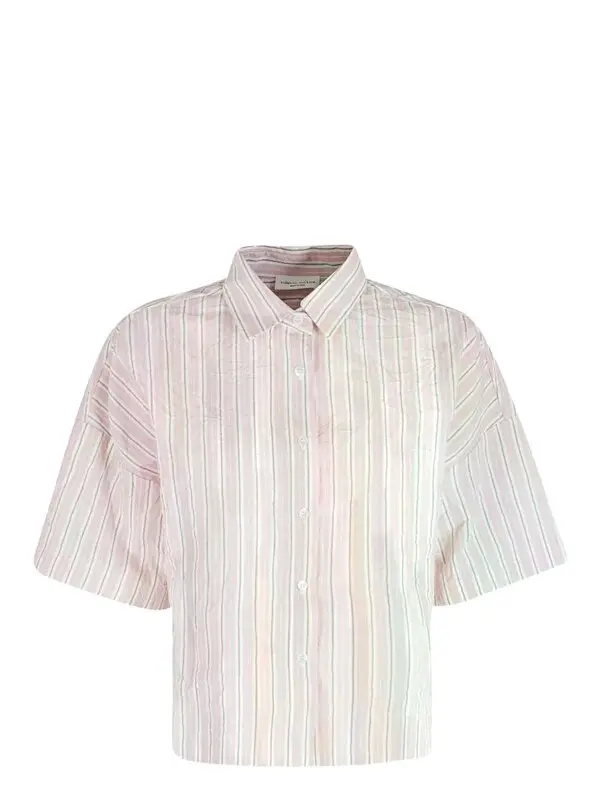 ROBERTO COLLINA Striped Crinkled Shirt - Pink