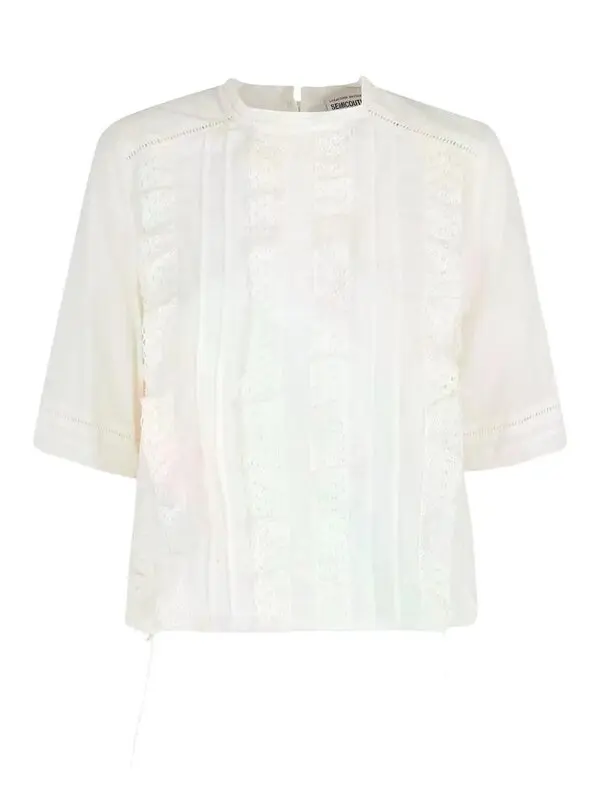 SEMICOUTURE Lace-trim Ruffled Blouse - Neutrals