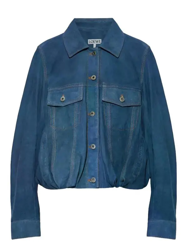 Loewe Contrast-stitch Suede Jacket - Blue