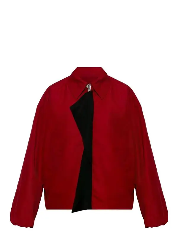 Loewe Embroidered-logo Zip-up Jacket With Draped Detail - Red