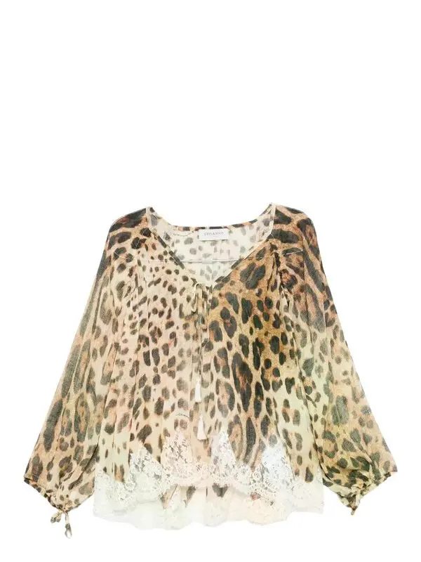 ERMANNO FIRENZE Georgette Leopard-pattern Blouse - Neutrals