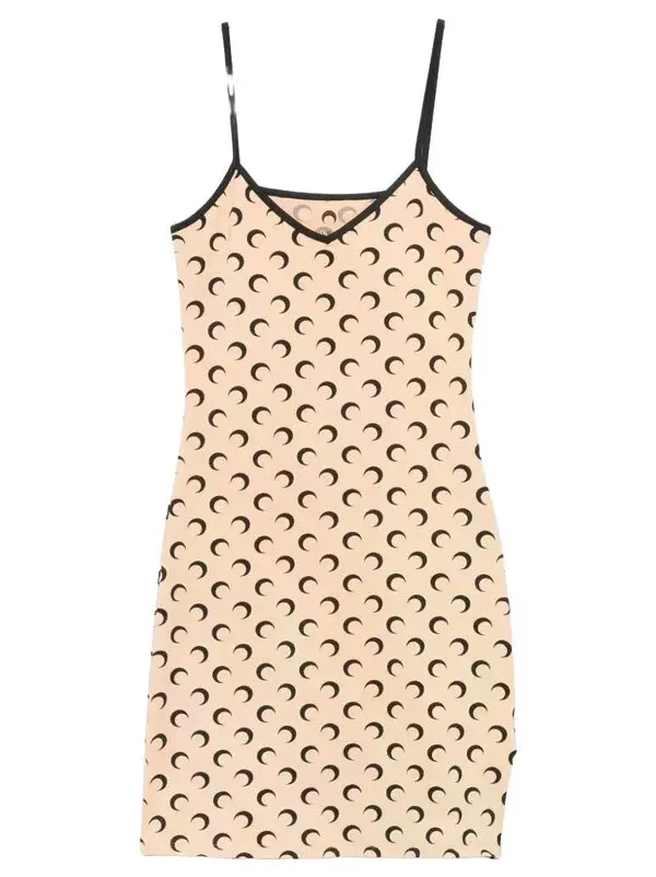 MARINE SERRE Moon-print Mini Dress - Neutrals