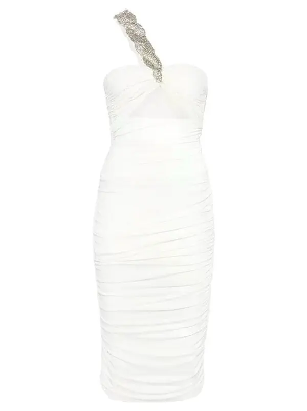 Amen Crystal-embellished Ruched Midi Dress - White