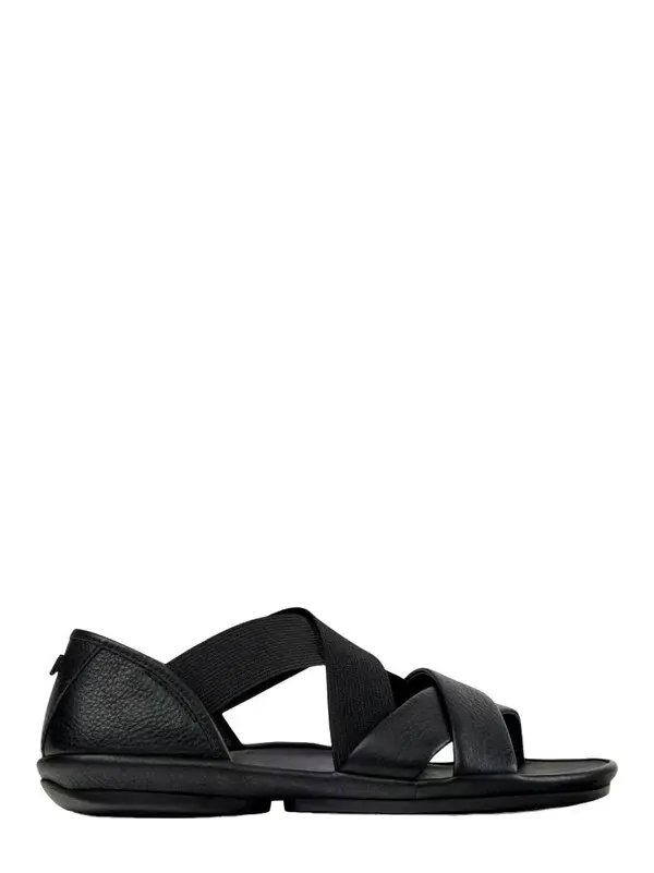 Camper Right Isla Crossover Leather Sandals - Black