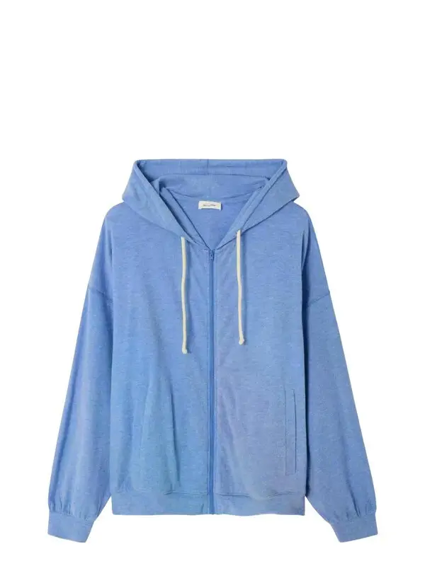 American Vintage Zip-up Drawstring Hoodie - Blue