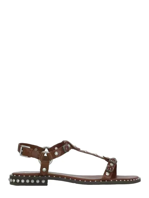 Ash Podium Leather Flat Sandals - Brown