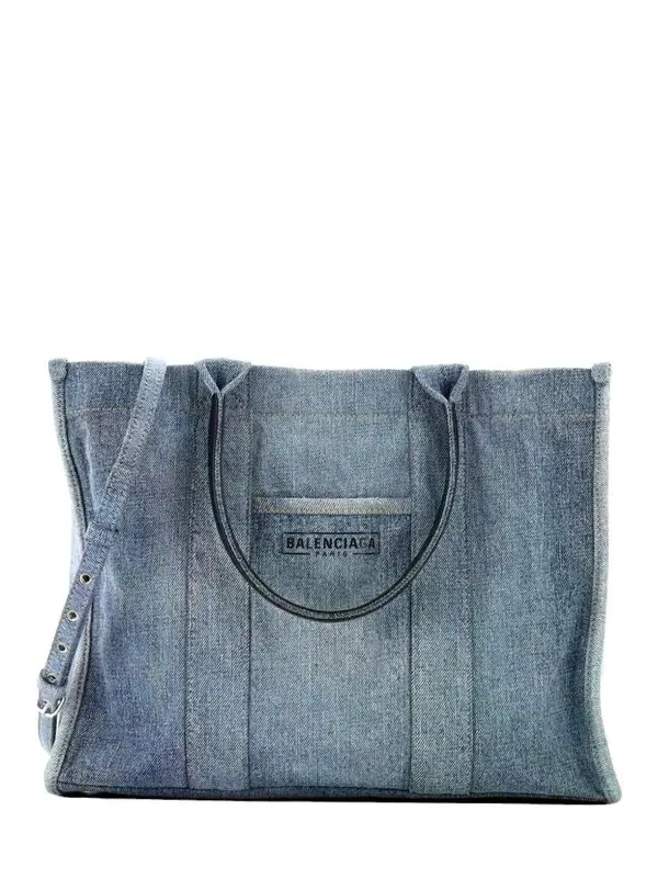 Balenciaga Hardware Denim Tote Small Shoulder Bag - Blue