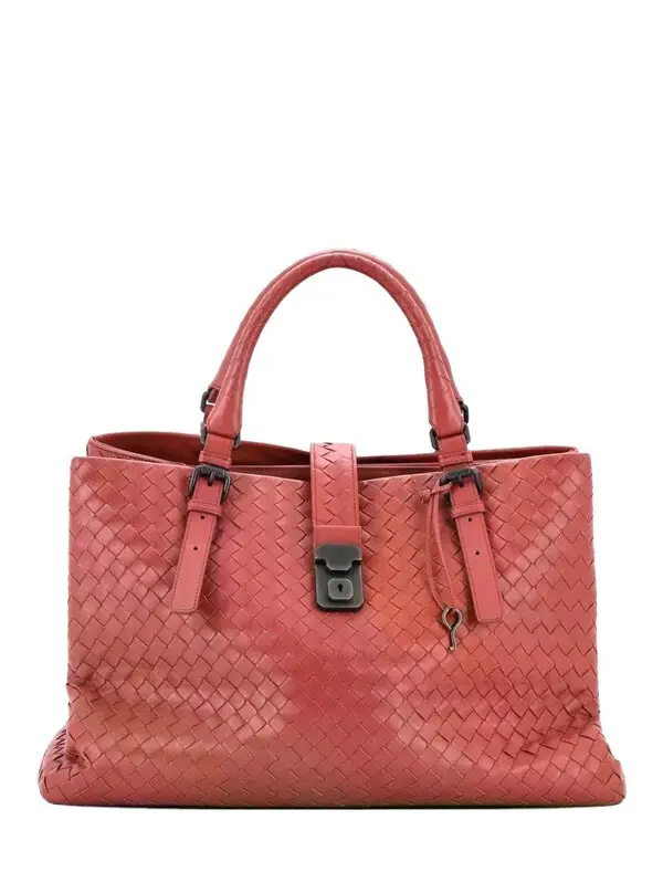 Bottega Veneta Roma Intrecciato Nappa Medium Tote - Pink