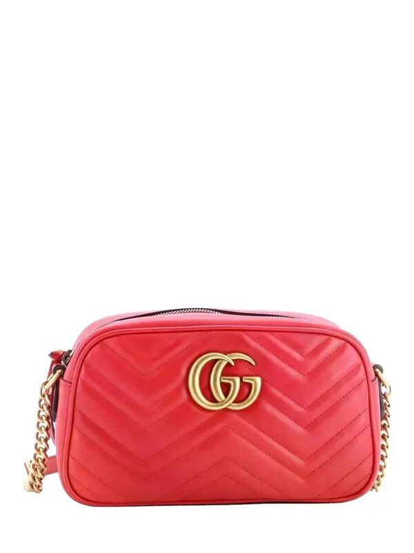 Gucci Gg Marmont Matelassé Leather Small Shoulder Bag - Red