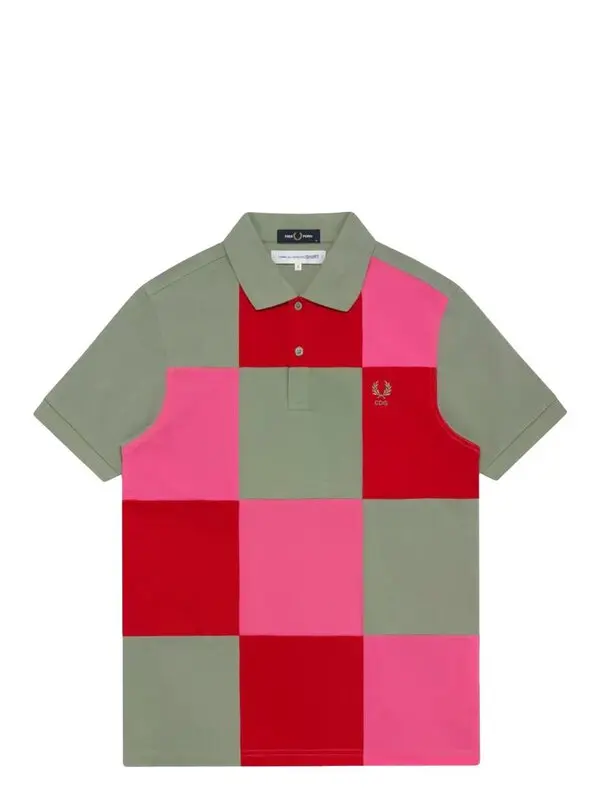 Comme Des Garçons X Fred Perry Patchwork-design Polo Shirt - Green