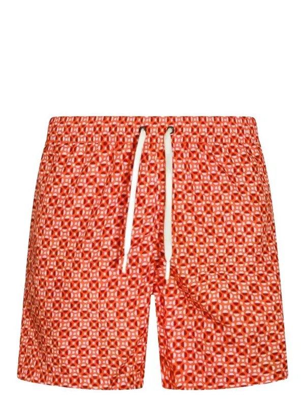 Altea Geometric Print Drawstring Swim Shorts - Orange