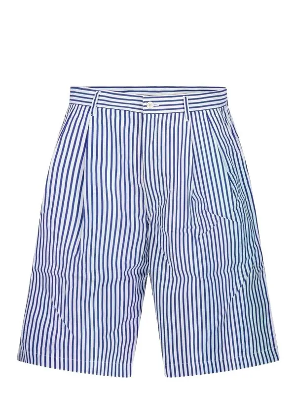 Comme Des Garçons Striped Pleated Shorts - Blue