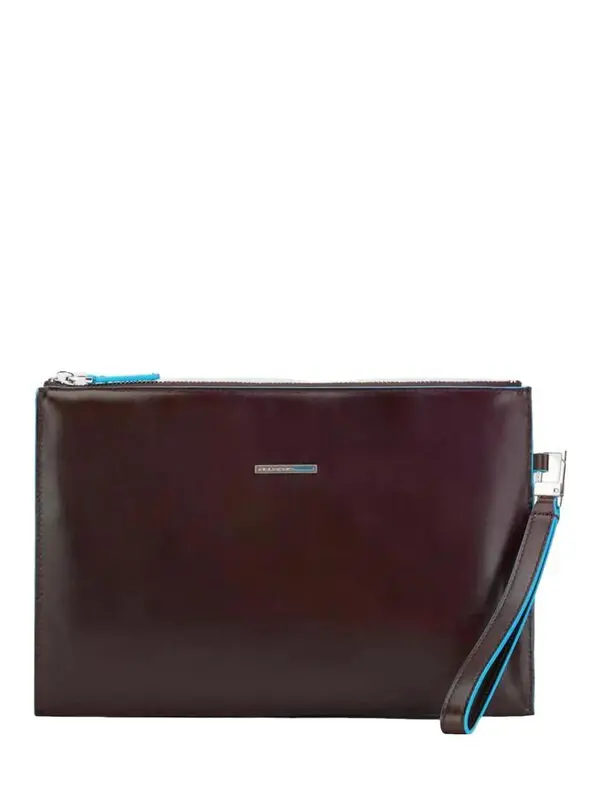 PIQUADRO Logo Plaque Wristlet Clutch Bag - Brown