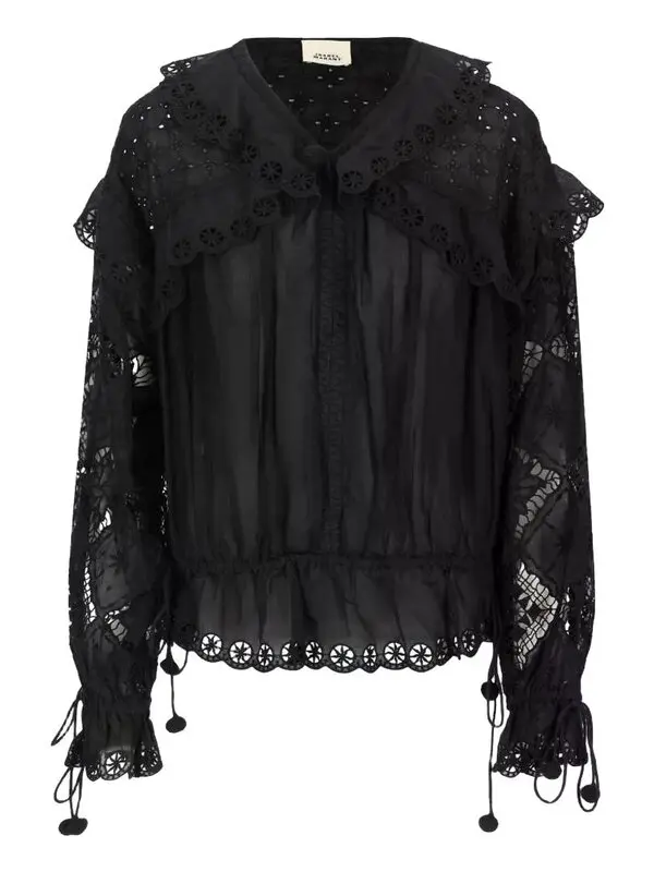 Isabel Marant Broderie-anglaise Ruffled Blouse - Black