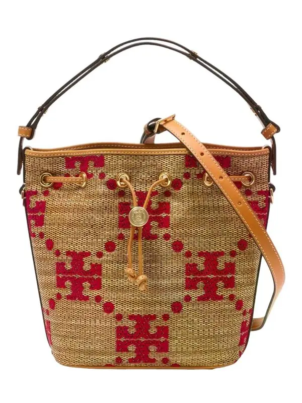 Tory Burch T-monogram Woven Bucket Bag - Neutrals