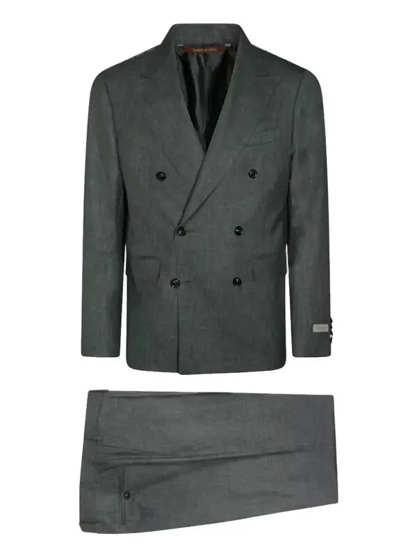 Canali Double-breasted Wool Suit - Grey