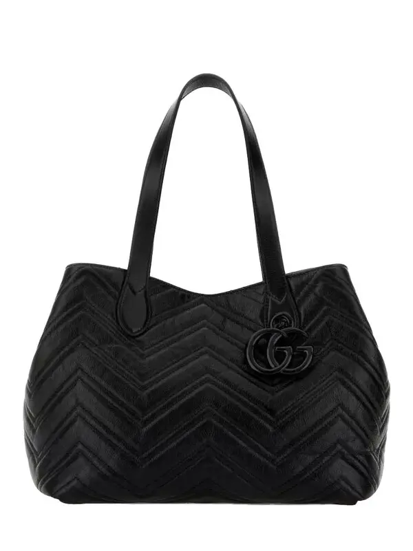 Gucci Gg Marmont Chevron-quilted Tote - Black