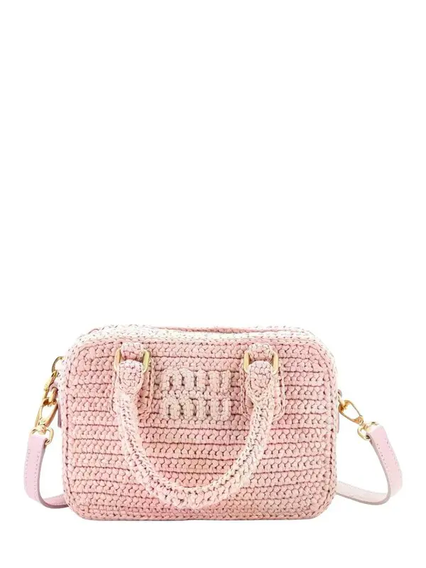 Miu Miu Arcadie Top Handle Raffia Bag - Pink