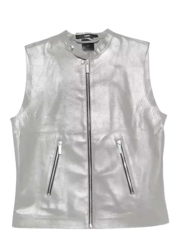 SAPIO Metallic Finish Sleeveless Gilet - Silver