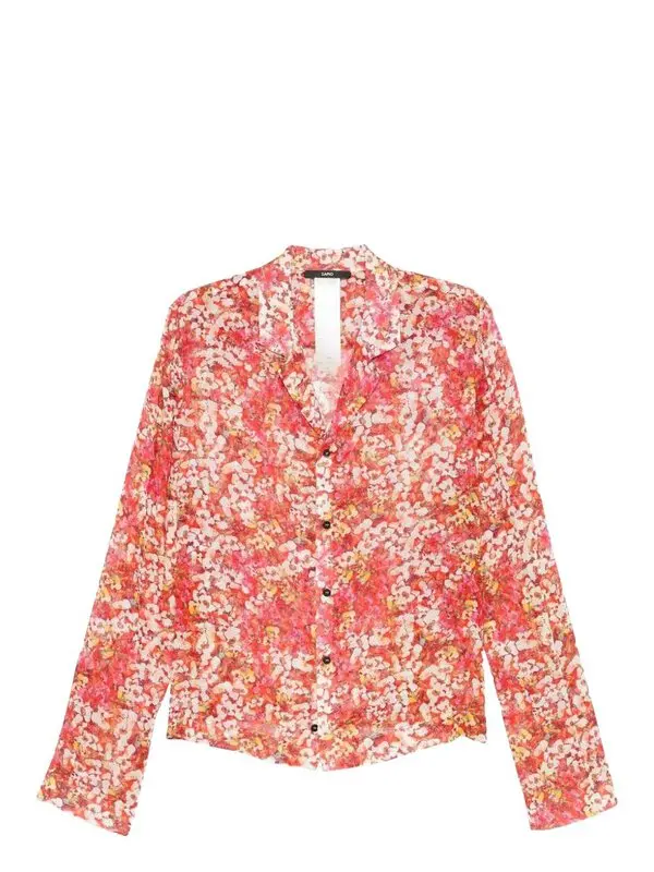 SAPIO Floral-print Chiffon Shirt - Red
